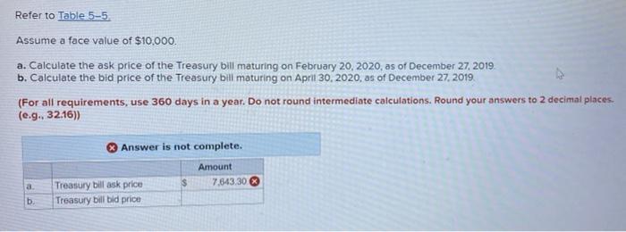 Solved Refer to Table 5-5. Assume a face value of $10,000. | Chegg.com