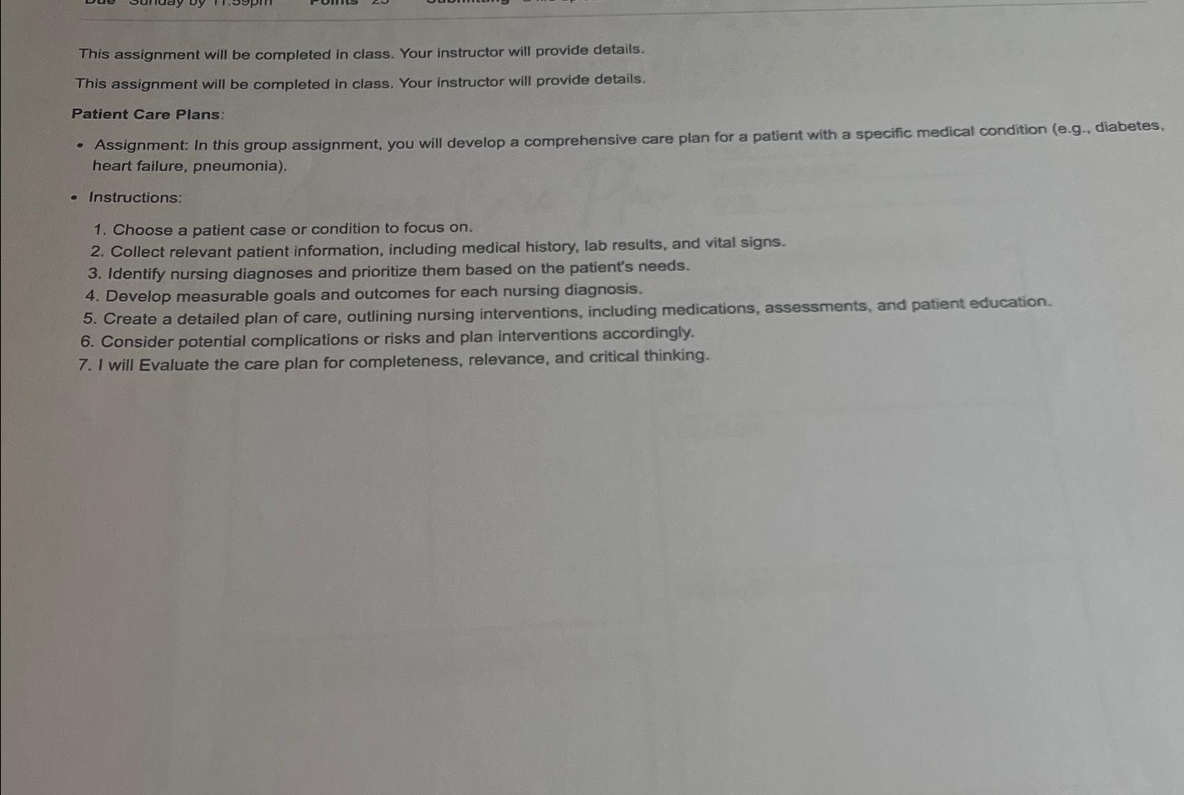 Solved This assignment will be completed in class. Your | Chegg.com