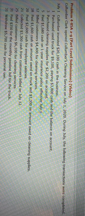 Solved Problem 4-05A a-g (Part Level Submission) (Video) | Chegg.com