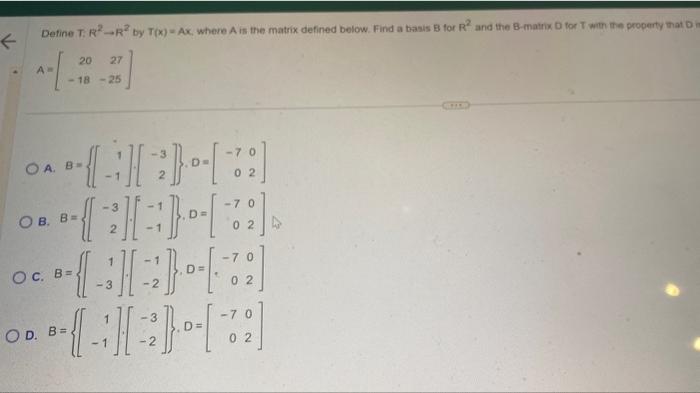 Solved Define T. R2→R2 by T(x)=Ax, where A is the matrix | Chegg.com