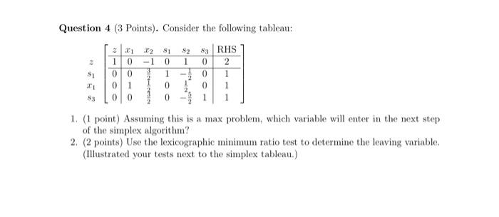 Solved Question 4 (3 Points). Consider the following | Chegg.com