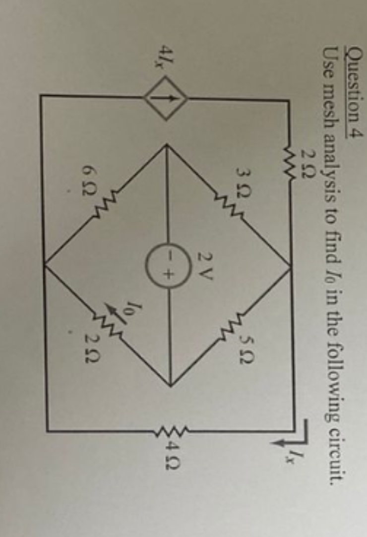 Solved Question 4Use mesh analysis to find I0 ﻿in the | Chegg.com