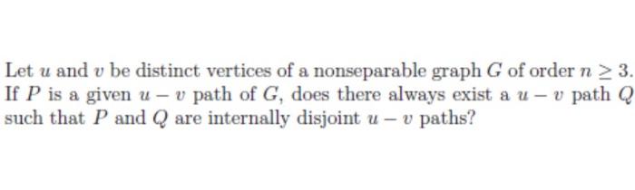 Solved Let u and v be distinct vertices of a nonseparable | Chegg.com