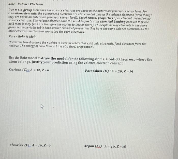 Solved Note-Valence Electrons: "For main-group elements, the | Chegg.com