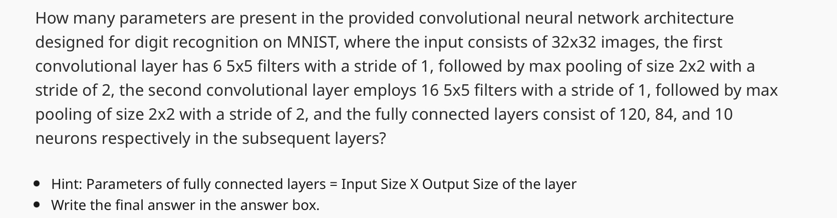 Solved How many parameters are present in the provided | Chegg.com