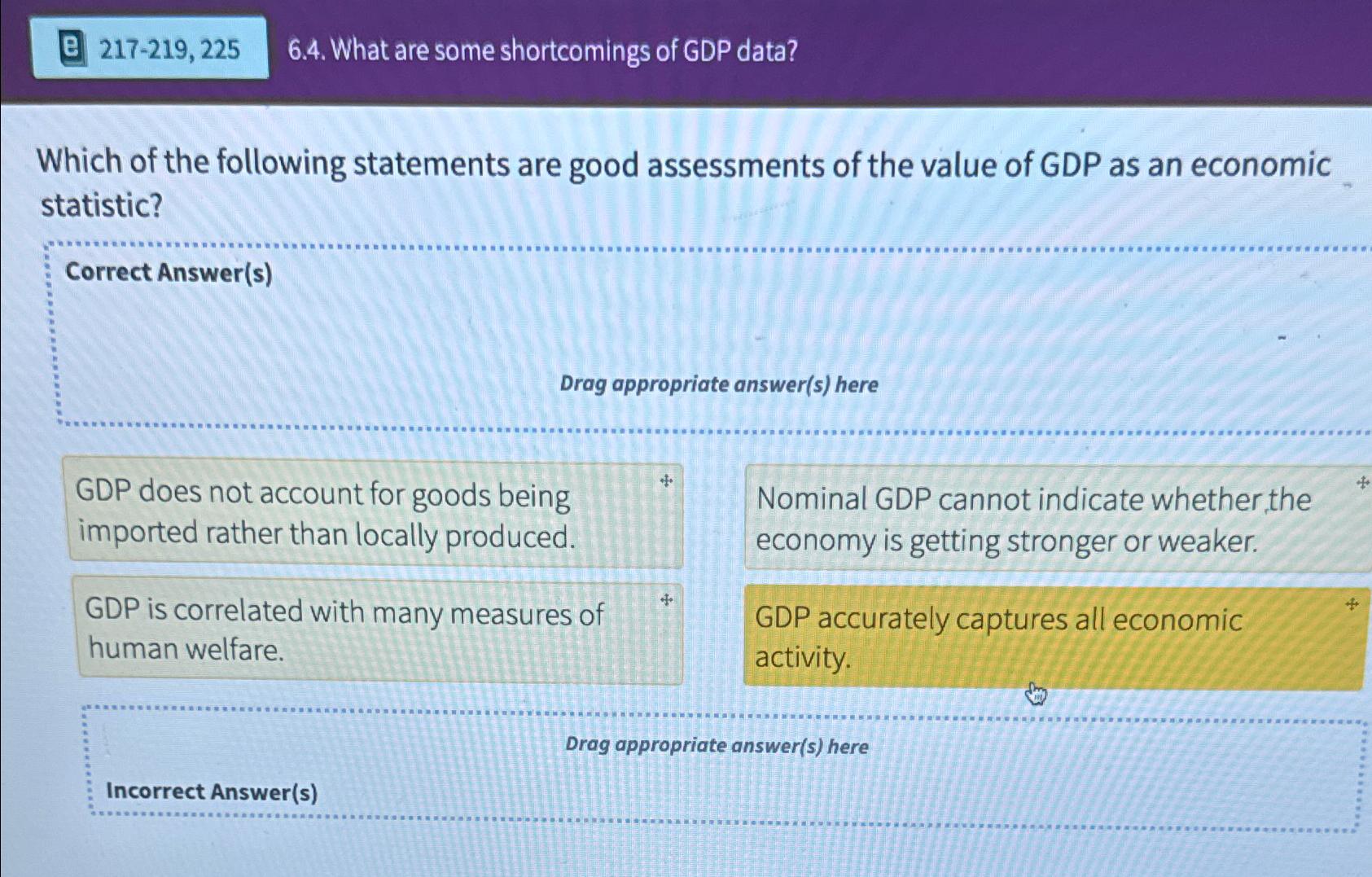 Solved 6.4. ﻿What are some shortcomings of GDP data?Which of | Chegg.com
