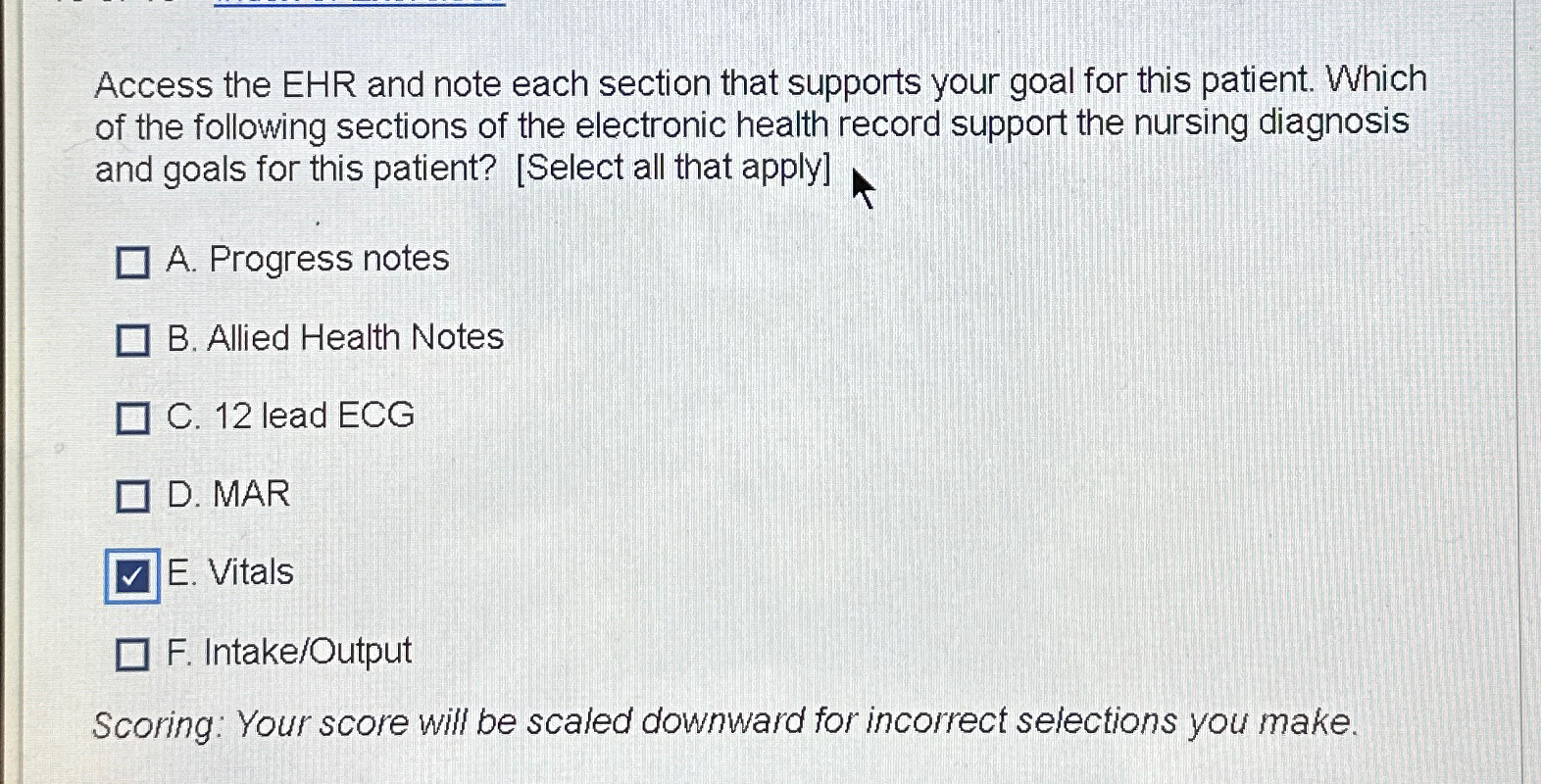 Solved Access the EHR and note each section that supports | Chegg.com