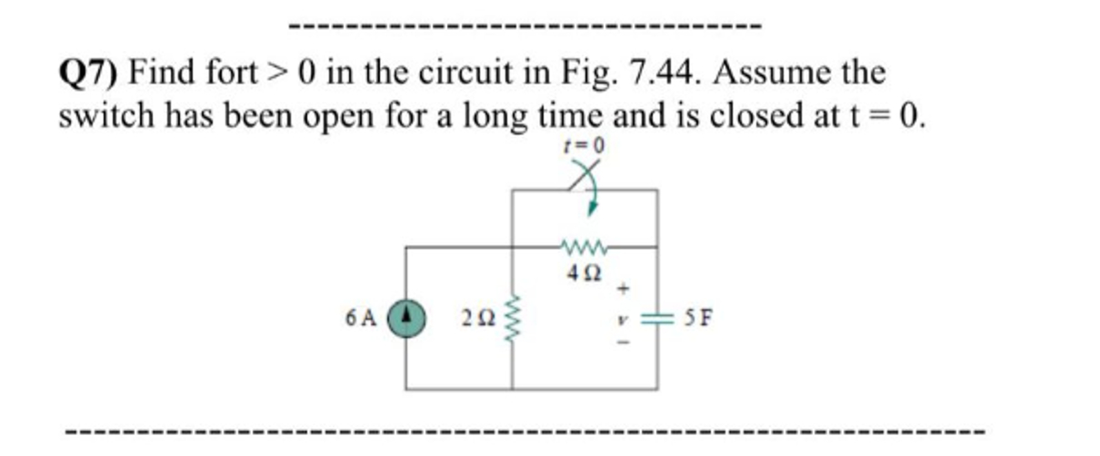 Solved Find fort > 0 ﻿in the circuit in Fig. 7.44. ﻿Assume | Chegg.com