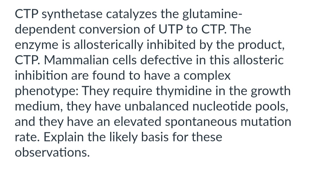 Solved Ctp Synthetase Catalyzes The Glutaminedependent
