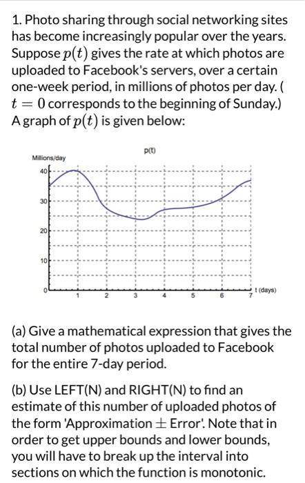 Solved 1. Photo sharing through social networking sites has | Chegg.com