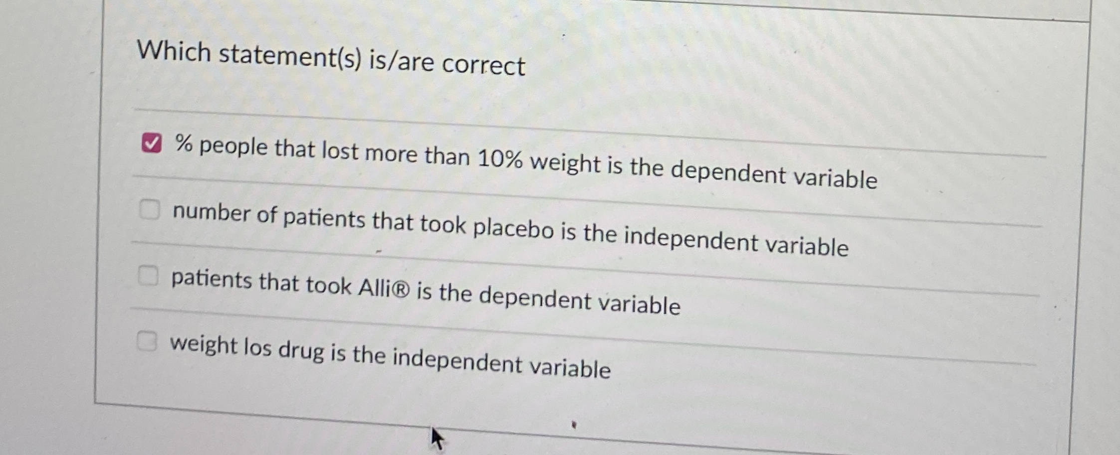 Solved Which statement(s) ﻿is/are correct% ﻿people that lost | Chegg.com
