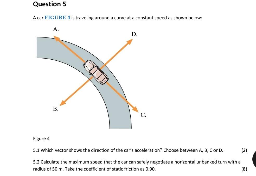 Solved A car FIGURE 4 is traveling around a curve at a | Chegg.com