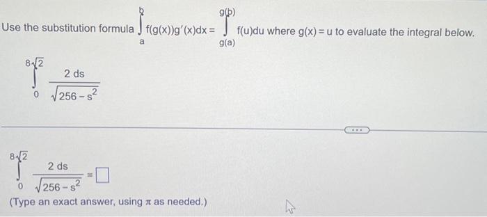 Solved Use the substitution formula | Chegg.com