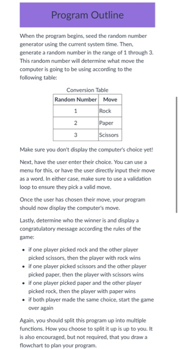 Solved Rock, Paper, Scissors In this homework assignment, | Chegg.com
