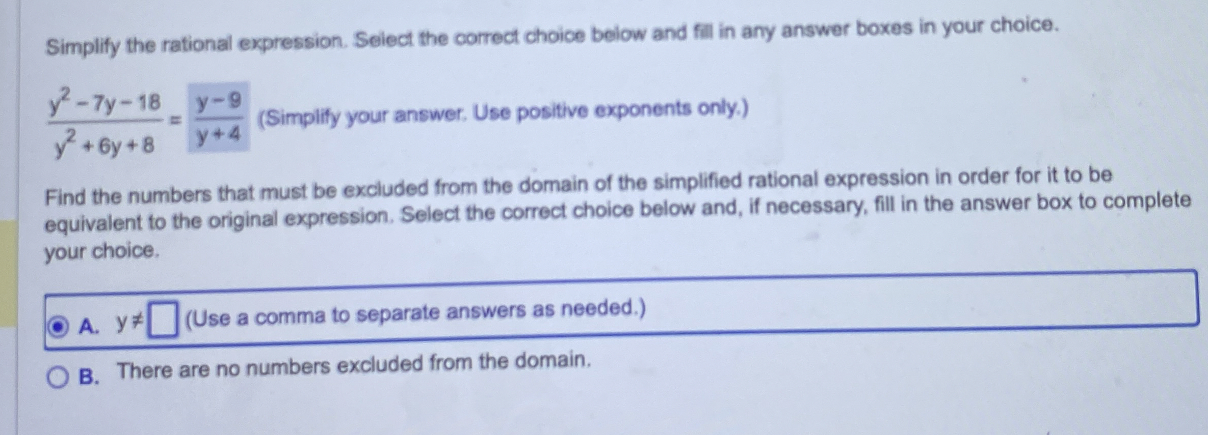 Solved Simplify the rational expression. Select the correct | Chegg.com