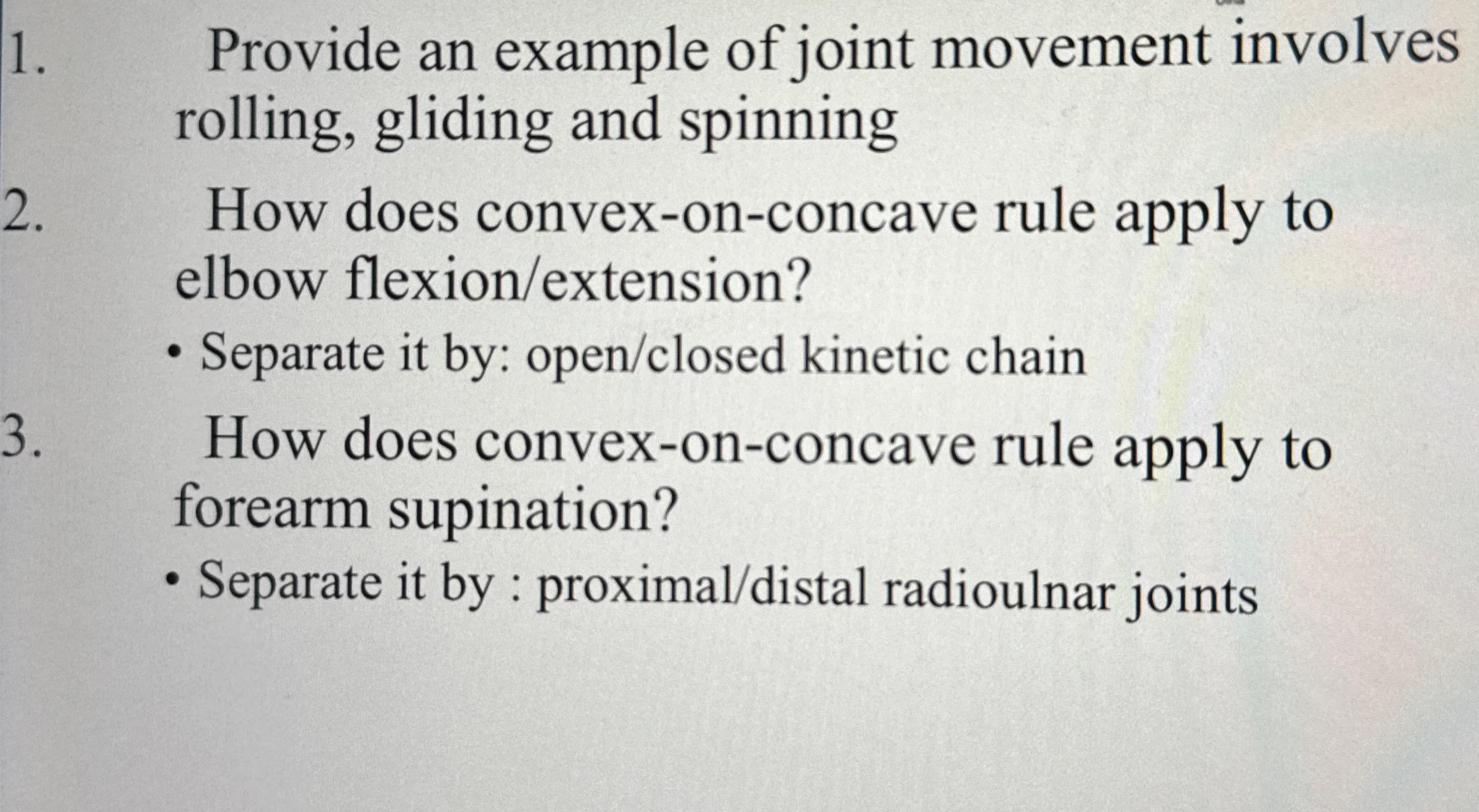 Solved Provide an example of joint movement involves | Chegg.com
