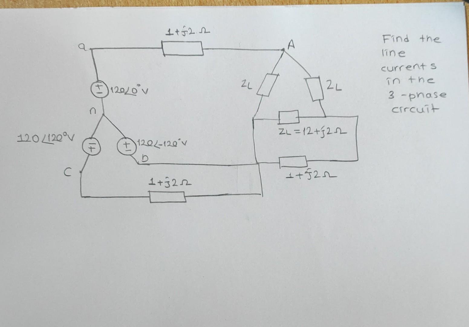 Solved Find the line currents in the 3 -phase circuit | Chegg.com