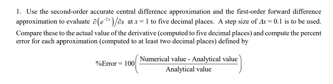 Solved -2.x 1. Use the second-order accurate central | Chegg.com
