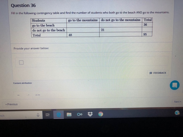 Solved Question 36 Fill in the following contingency table | Chegg.com