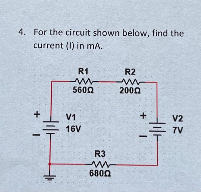 Solved 4. For the circuit shown below, find the current (1) | Chegg.com