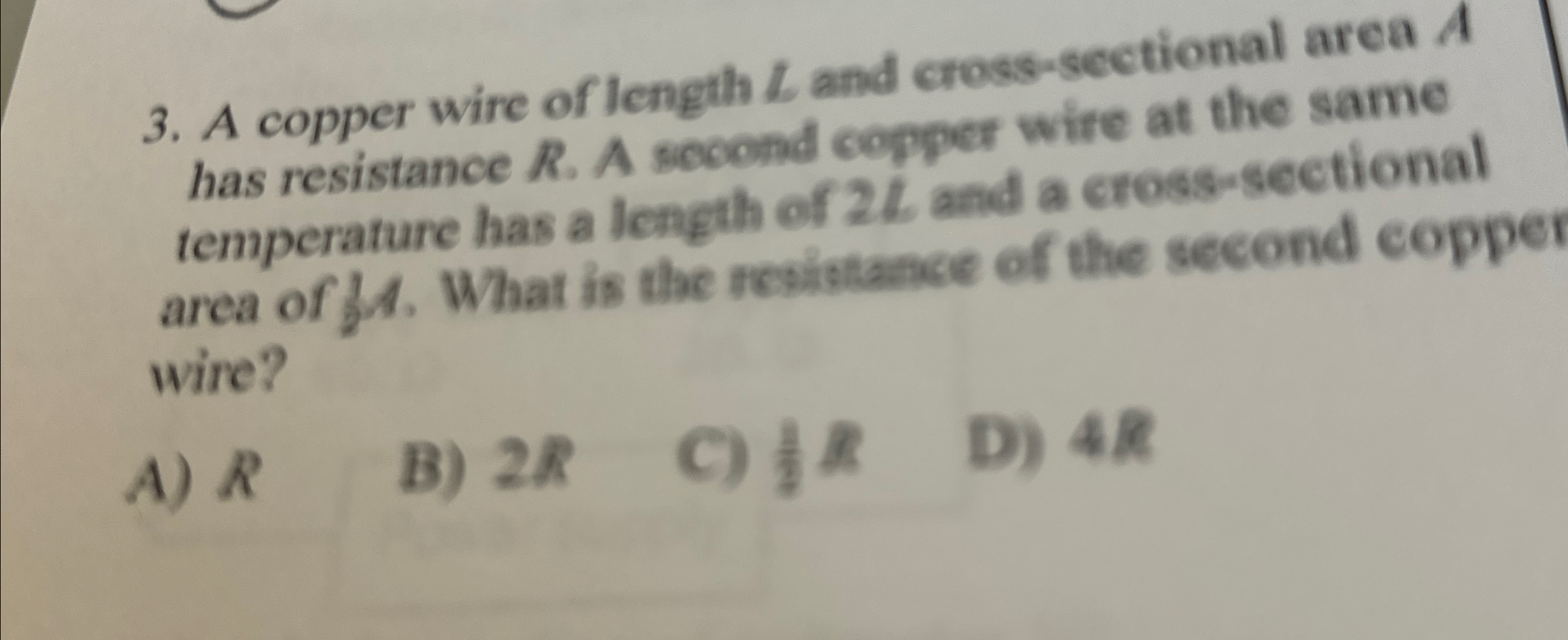 A copper wire of length L ﻿and cross-sectional area A | Chegg.com