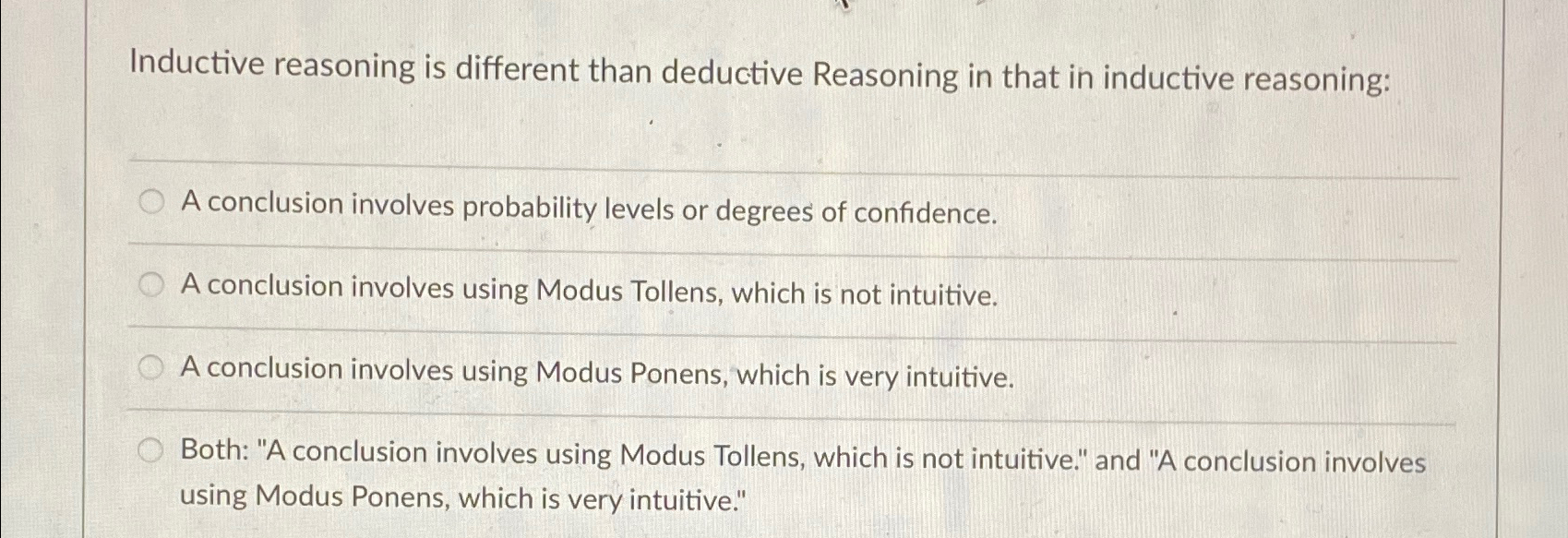 Solved Inductive reasoning is different than deductive | Chegg.com