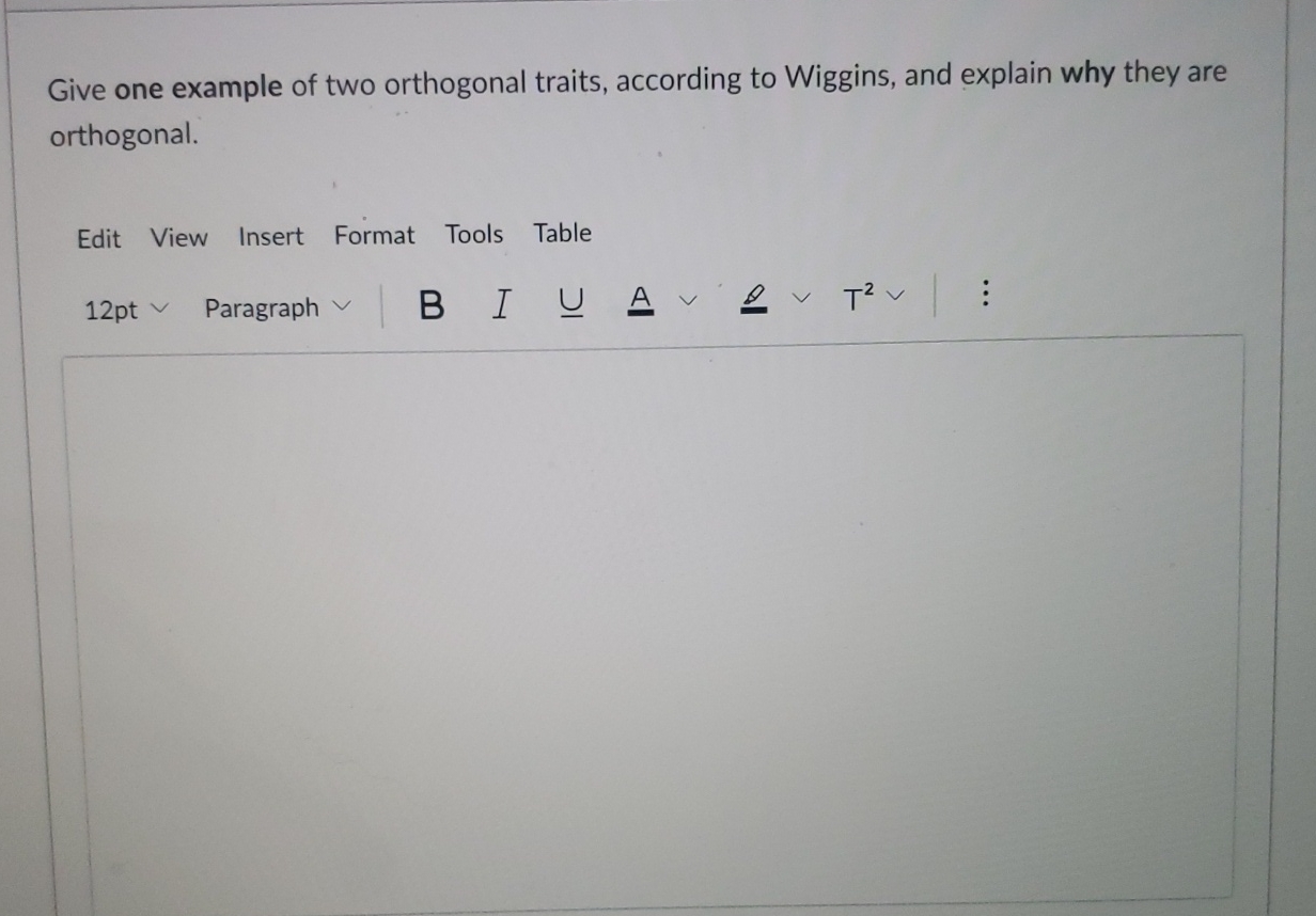 Solved Give one example of two orthogonal traits, according | Chegg.com