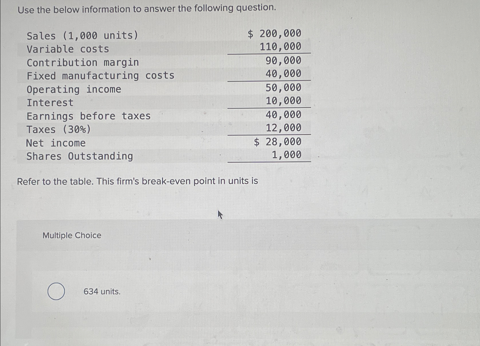 Solved Use the below information to answer the following | Chegg.com