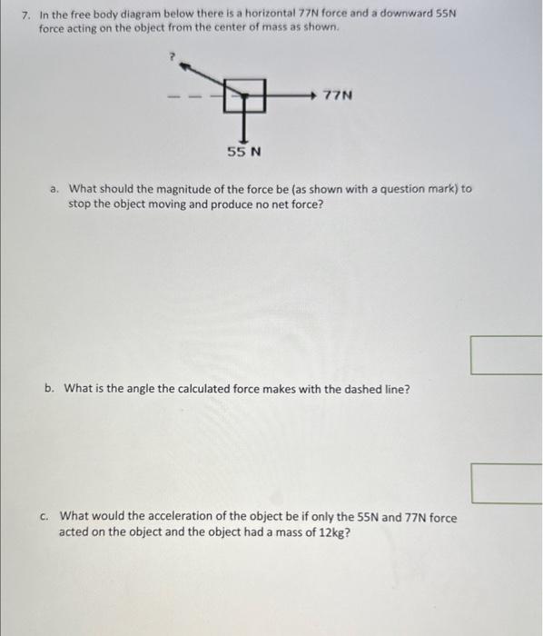 Solved 7. In the free body diagram below there is a | Chegg.com