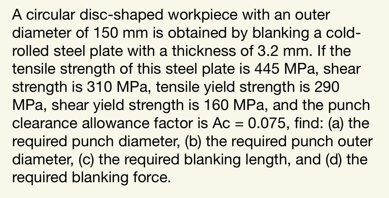 Solved A circular disc-shaped workpiece with an | Chegg.com