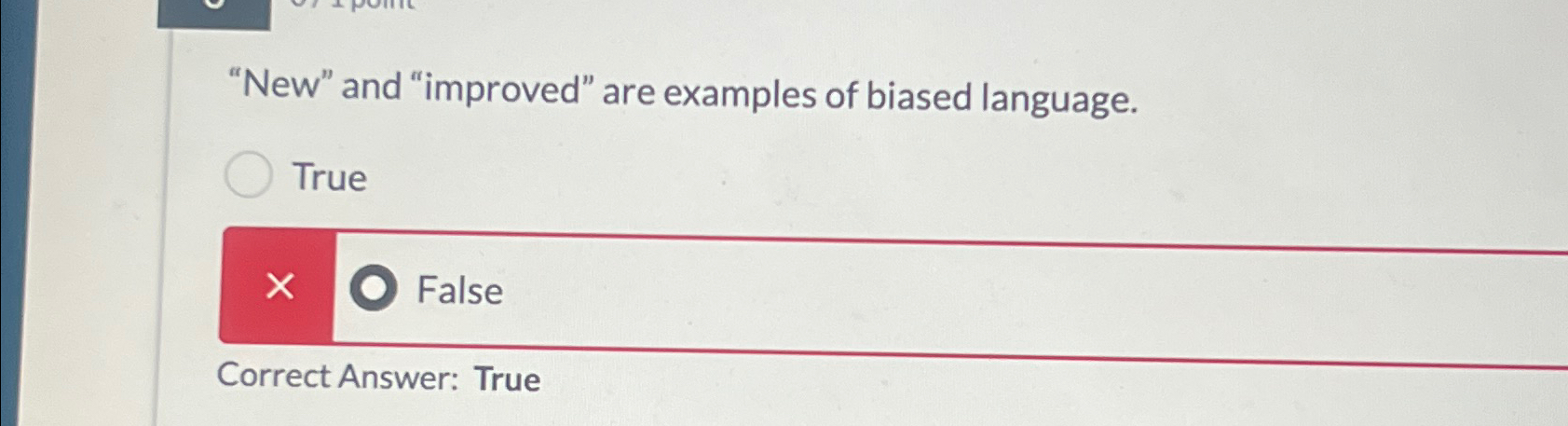 Solved "New" and "improved" are examples of biased | Chegg.com