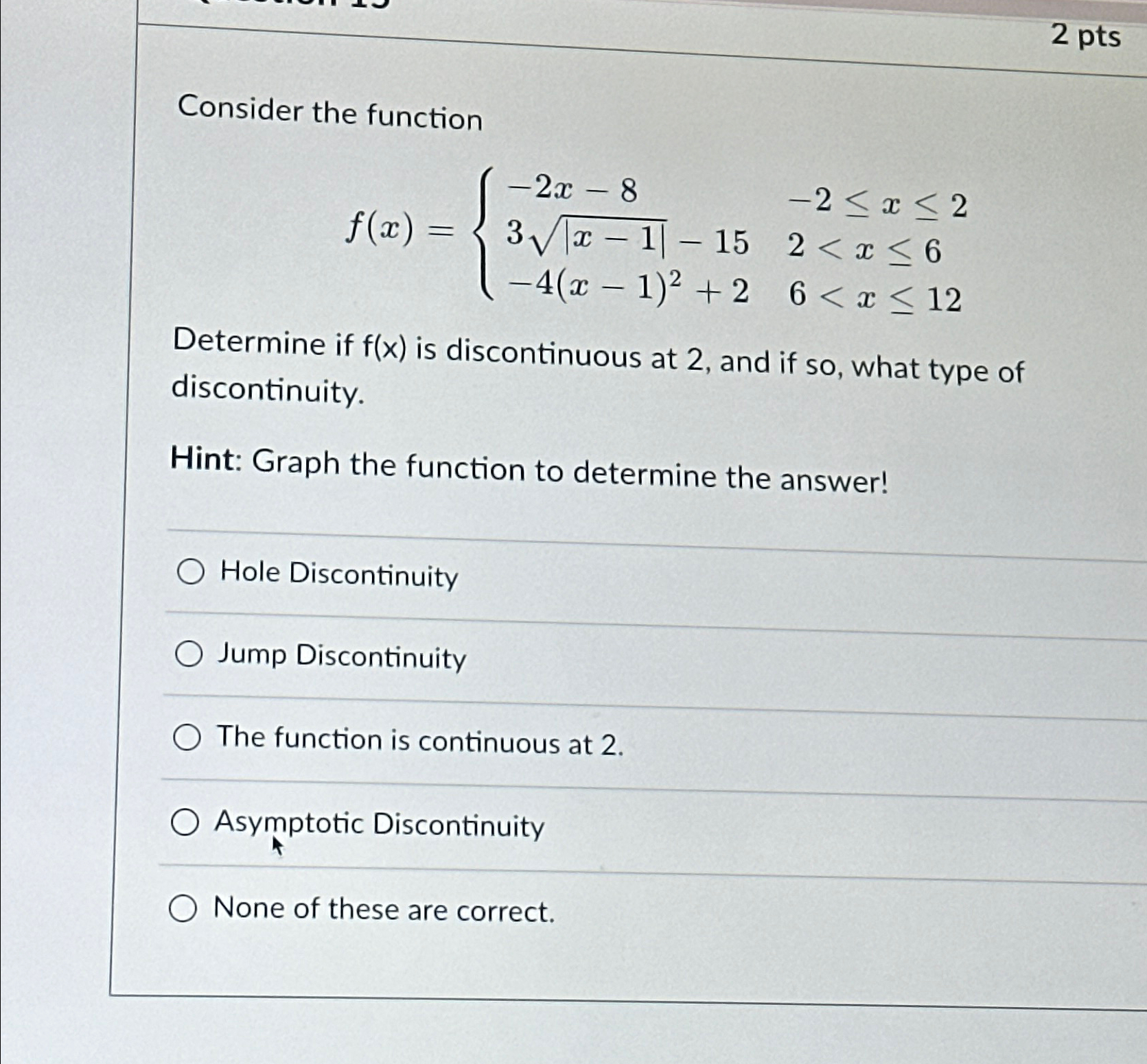Solved 2 ﻿ptsConsider the functionf(x) | Chegg.com