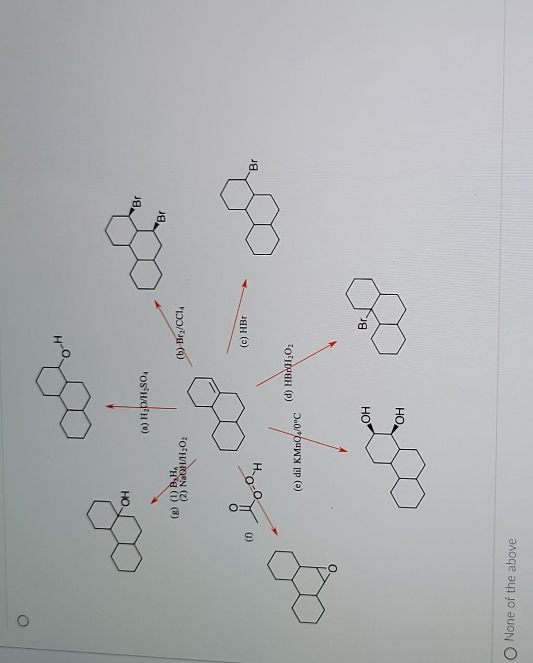 Solved (a) H2O/H2SO4 (g) (1) B2H6 (2) NaQH/H2O2 (f) (b) | Chegg.com