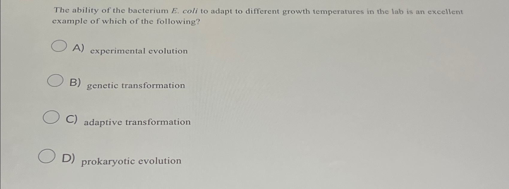 Solved The ability of the bacterium E. ﻿coli to adapt to | Chegg.com
