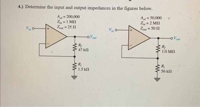 Solved 4.) Determine the input and output impedances in the | Chegg.com
