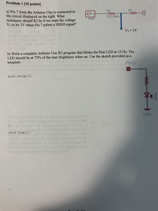 Solved Problem 1 [10 points] R2 R1 ww1 a) Pin 7 from the | Chegg.com