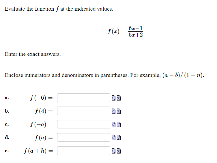Solved Evaluate the function f ﻿at the indicated | Chegg.com