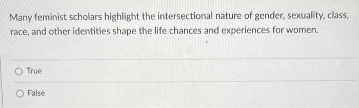 Many Feminist Scholars Highlight The Intersectional