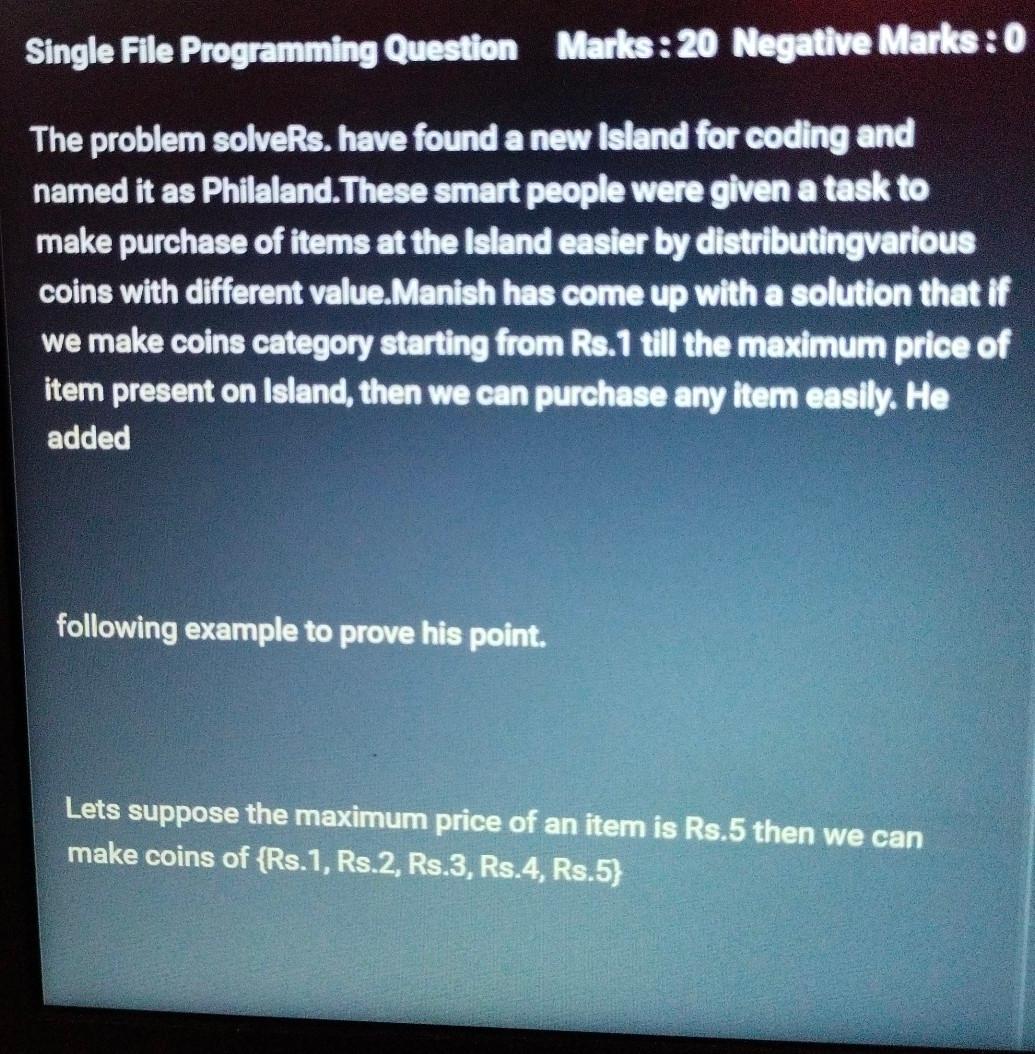 Solved Single File Programming Question Marks : 20 Negative | Chegg.com