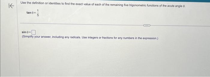 Solved Use the definition or identities to find the exact | Chegg.com