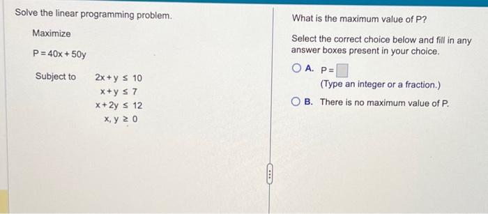 Solved Solve the linear programming problem. Minimize and | Chegg.com