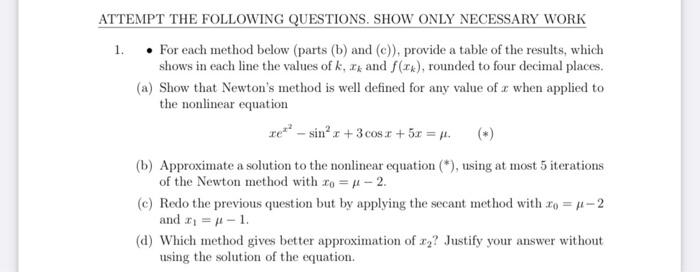 Solved ATTEMPT THE FOLLOWING QUESTIONS. SHOW ONLY NECESSARY | Chegg.com