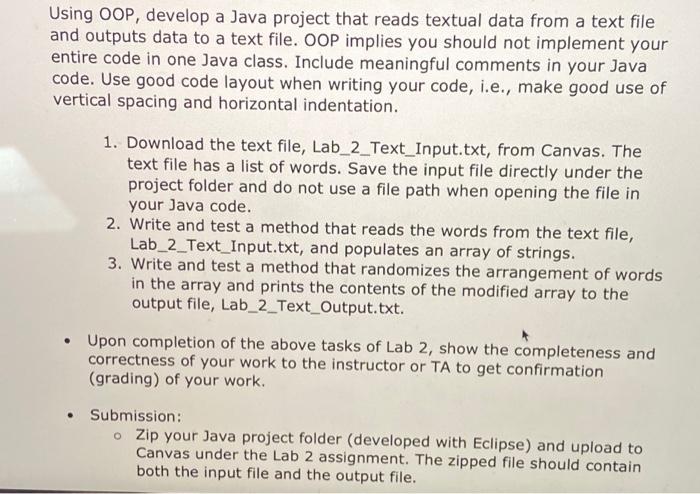 Solved Using OOP, develop a Java project that reads textual | Chegg.com