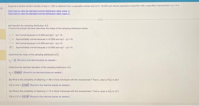 Solved Suppose a simple random sample of size n=200 is | Chegg.com