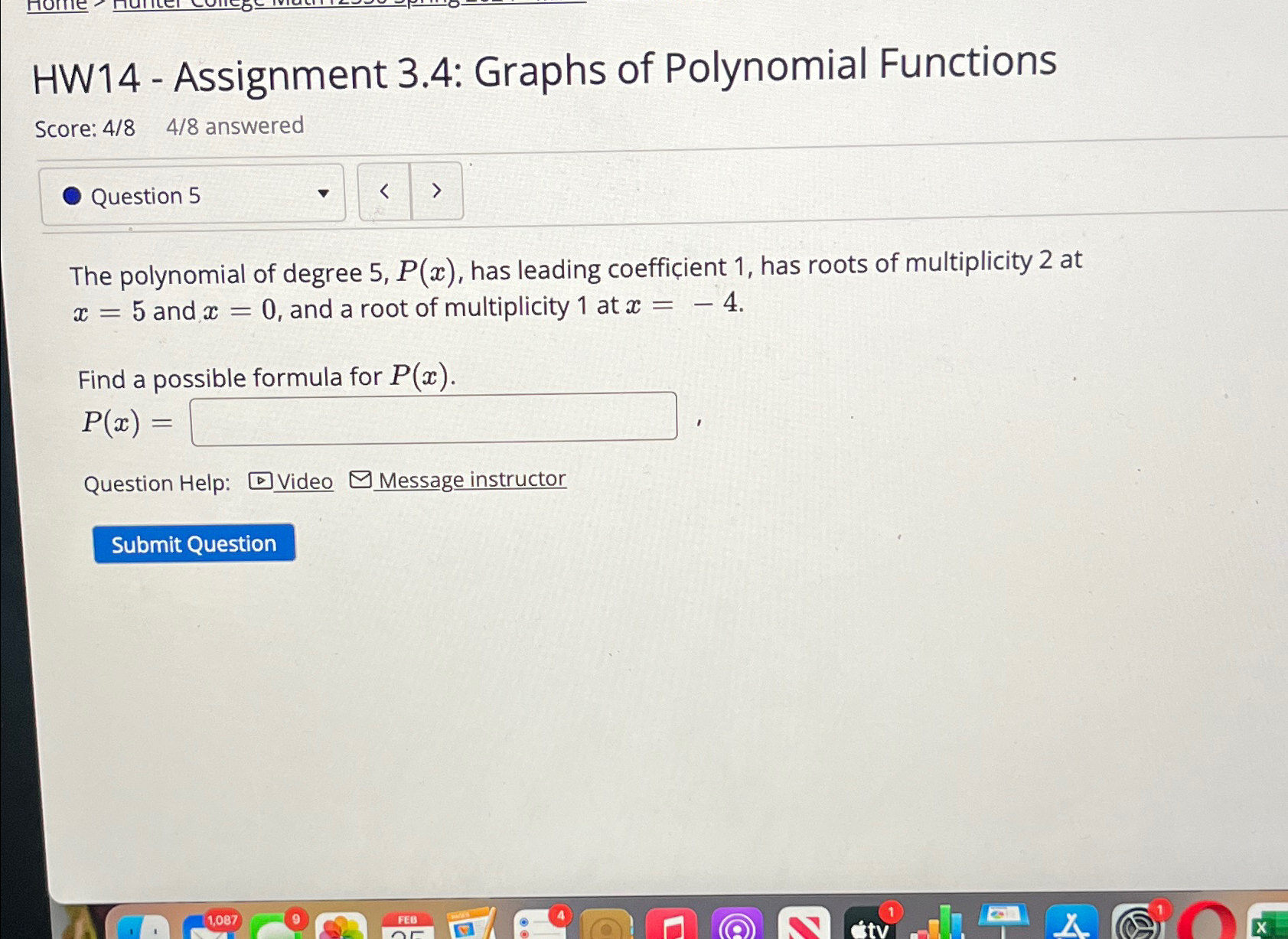 Solved HW14 - ﻿Assignment 3.4: Graphs of Polynomial | Chegg.com