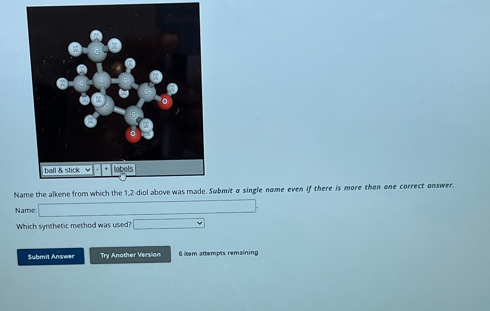 Solved Name the alkene from which the 1,2-diol above was | Chegg.com