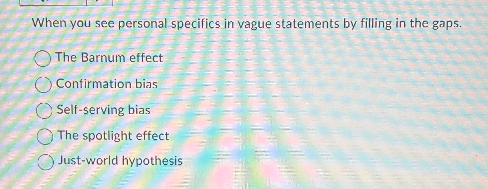 Solved When you see personal specifics in vague statements | Chegg.com