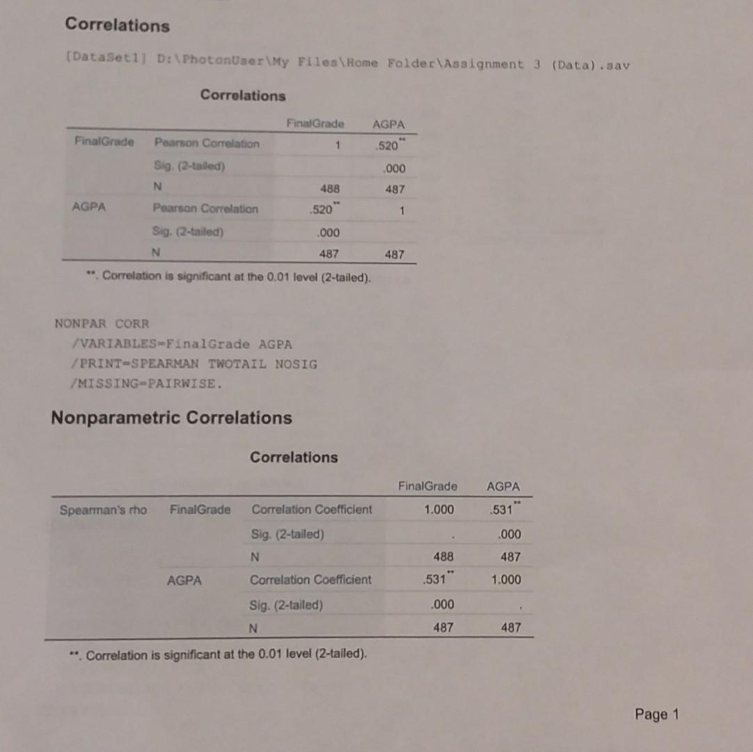 Solved 1) The first analysis involves a linear correlation | Chegg.com