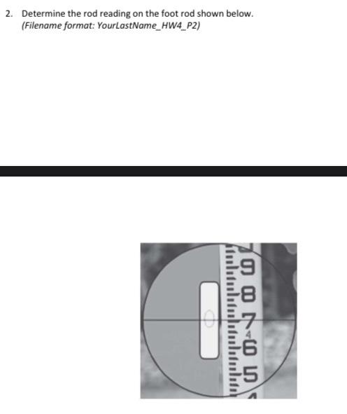 Solved 2. Determine the rod reading on the foot rod shown | Chegg.com