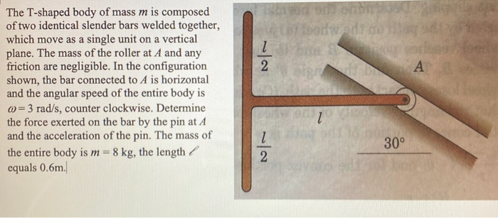 Solved The T-shaped body of mass m is composed of two | Chegg.com